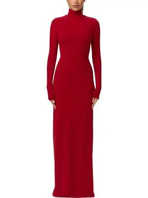 Naked Wardrobe Butter Turtleneck Maxi Dress - Ruby Red