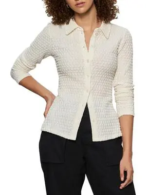 Sanctuary Dreamer Textured Knit Shirt - Chalk White