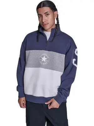 CONVERSE Retro Stripe Quarter-zip Sweatshirt - Converse Blue Multi