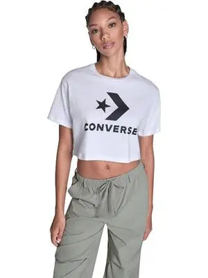 CONVERSE Star Chevron Cropped T-Shirt White 10a