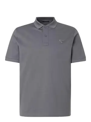 Prada Cotton Pique Polo Shirt - Grey