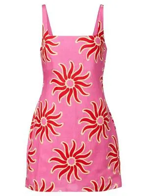 CALA DE LA CRUZ Printed Linen Mini Dress - Multicoloured