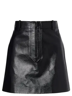 Gucci Leather Zip-up Miniskirt - Black