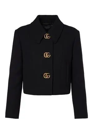 Gucci Double G Cropped Wool Crepe Jacket - Black