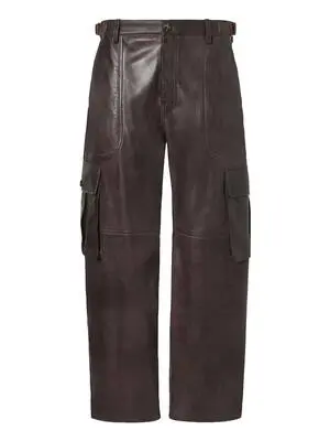 Loewe Leather Cargo Pants - Brown
