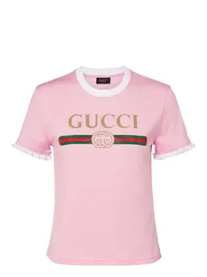 Gucci Logo Cotton Jersey T-shirt - Pink