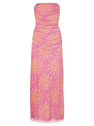 CALA DE LA CRUZ Daphne Printed Mesh Midi Dress - Multicoloured