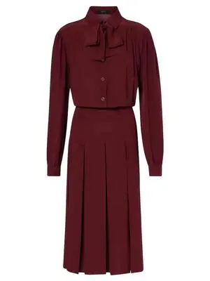 Gucci Pleated Silk Crêpe De Chine Midi Dress - Burgundy