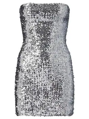 Gucci Sequined Strapless Minidress - Silver