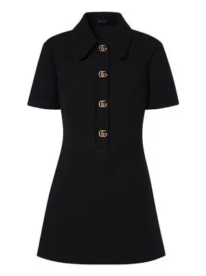 Gucci Double G Wool Crêpe Minidress - Black
