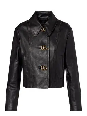Gucci Double G Leather Jacket - Black