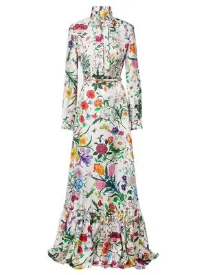 Gucci Floral Silk Twill Gown - Multicoloured