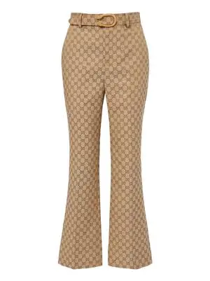 Gucci Gg Canvas Flared Trousers - Beige