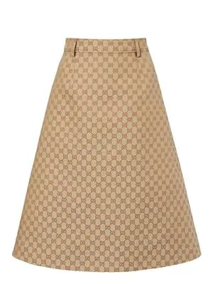 Gucci Gg Canvas Midi Skirt - Beige
