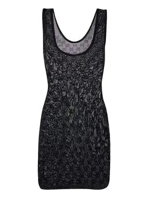 Gucci Gg Embellished Mini Dress - Black