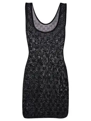 Gucci Gg Embellished Mini Dress - Black