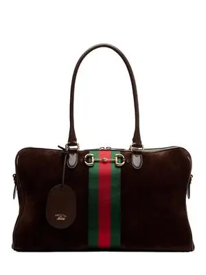 Gucci Large Suede Duffle Bag - Brown