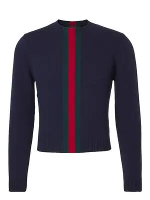 Gucci Web Stripe Wool Sweater - Blue