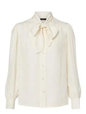 Gucci Interlocking G Silk Crêpe Satin Blouse - White