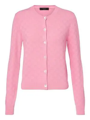 Gucci Gg Jacquard Cardigan With Striped Trim - Pink