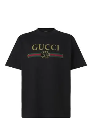 Gucci Logo Cotton And Silk Jersey T-shirt - Black
