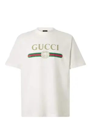 Gucci Logo Cotton And Silk Jersey T-shirt - White