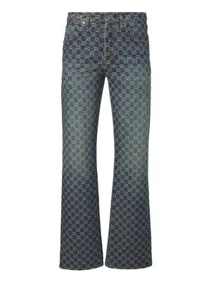 Gucci Gg Jacquard Flared Jeans - Blue