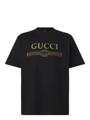 Gucci Logo Cotton And Silk Jersey T-shirt - Black
