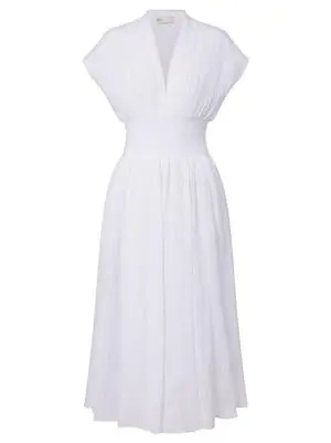 Tory Burch Linen And Cotton Midi Dress - White