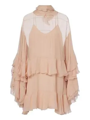 Chloé Ruffled Silk Muslin Minidress - Pink