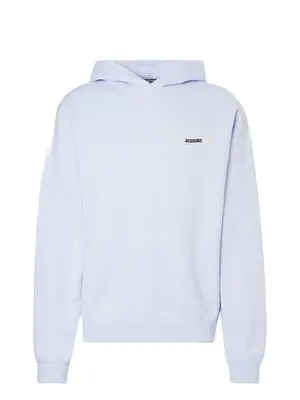 Jacquemus Grosgrain Logo Cotton Hoodie - Blue