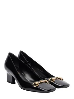 Gucci Signora 55 Horsebit Leather Pumps - Black