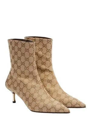 Gucci Bombshell 55 Gg Canvas Ankle Boots - Beige