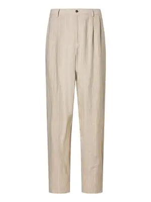 Giorgio Armani Pinstripe Linen Wide-leg Pants - Beige