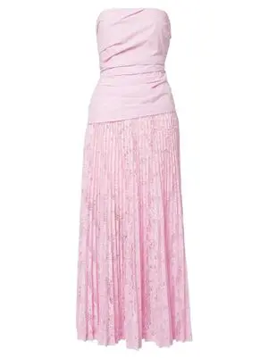 Simkhai Annalise Plissé Lace Maxi Dress - Pink