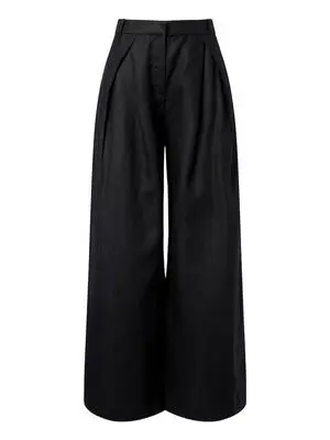 Faithfull The Brand Sofia Pleated Wide-leg Linen Pants - Black