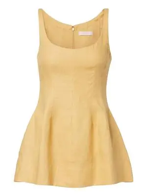 Faithfull The Brand Syna Peplum Linen Top - Yellow