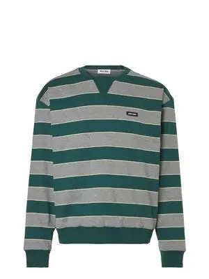 Miu Miu Striped Cotton Jersey Sweatshirt - Green
