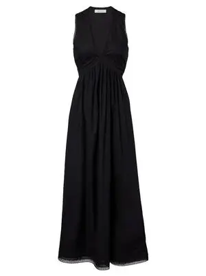 Faithfull The Brand Fiora Lace-trimmed Cotton Maxi Dress - Black