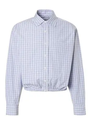 Prada Checked Gathered Cotton Shirt - White