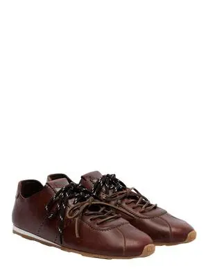 Miu Miu Plume Leather Sneakers - Brown