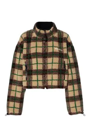 Miu Miu Plaid Cropped Fleece Jacket - Multicoloured