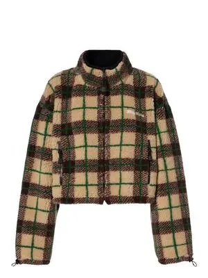 Miu Miu Plaid Cropped Fleece Jacket Multicoloured