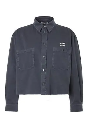Miu Miu Logo Denim Shirt - Blue