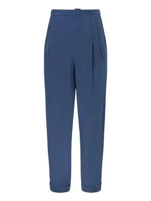 Saint Laurent Silk Habotai Tapered Pants - Blue