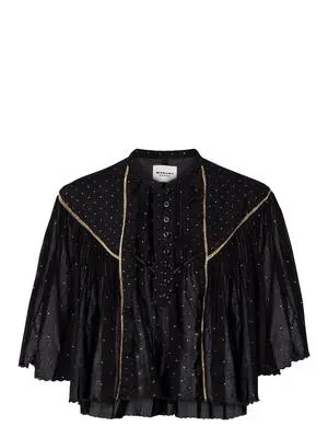 MARANT ETOILE Veenia Embellished Cotton Top - Black