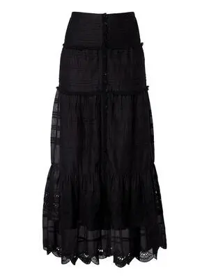 MARANT ETOILE Paoline Lace-Trimmed Maxi Skirt Black