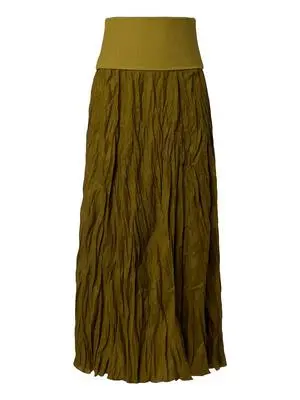 Johanna Ortiz Linen-blend Maxi Skirt - Green