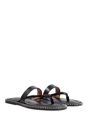 Dries Van Noten Leather Thong Sandals - Black