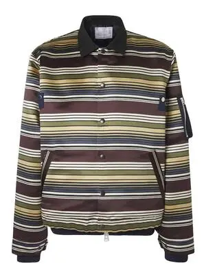 Sacai Striped Blouson Jacket - Brown